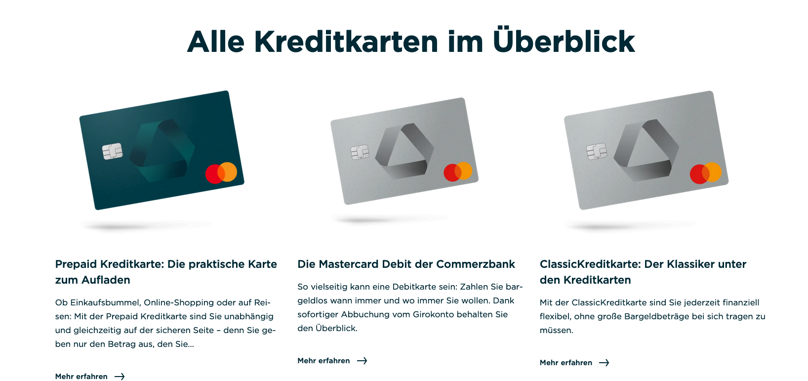 Commerzbank Kreditkarten im Vergleich: Gebühren, Leistungen, Vor ...